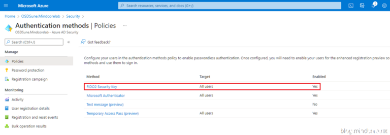 How to secure Windows 365 using a FIDO2 security key - Mindcore Techblog