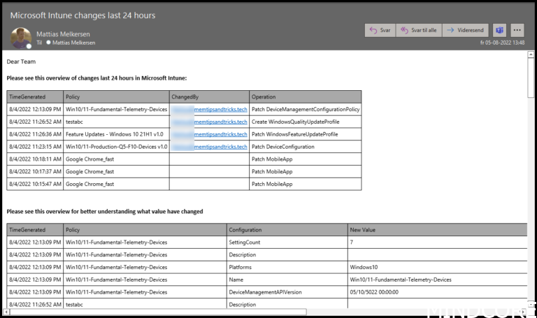 Report changes in Microsoft Intune - Mindcore Techblog