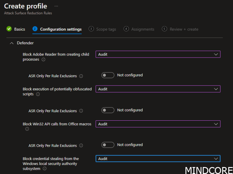 Assign ASR rules to servers through Microsoft Intune Admin Center ...